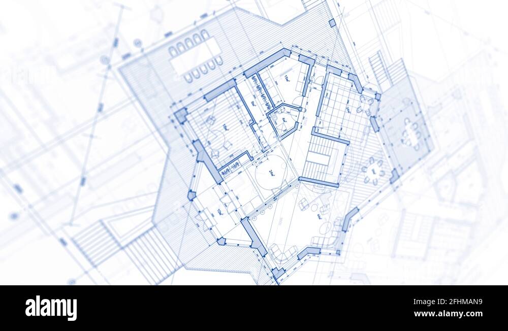 Architecture design: blueprint plan modern house Stock Video Footage ...