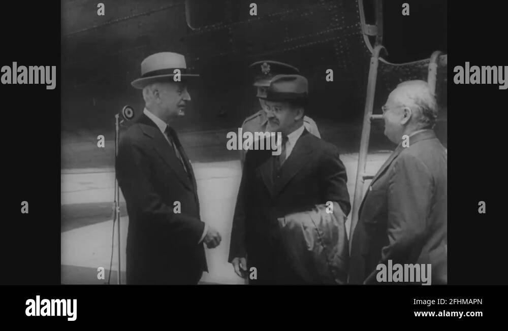 WW2 - Soviet Commissar Molotov in front of aircraft with officers Stock ...
