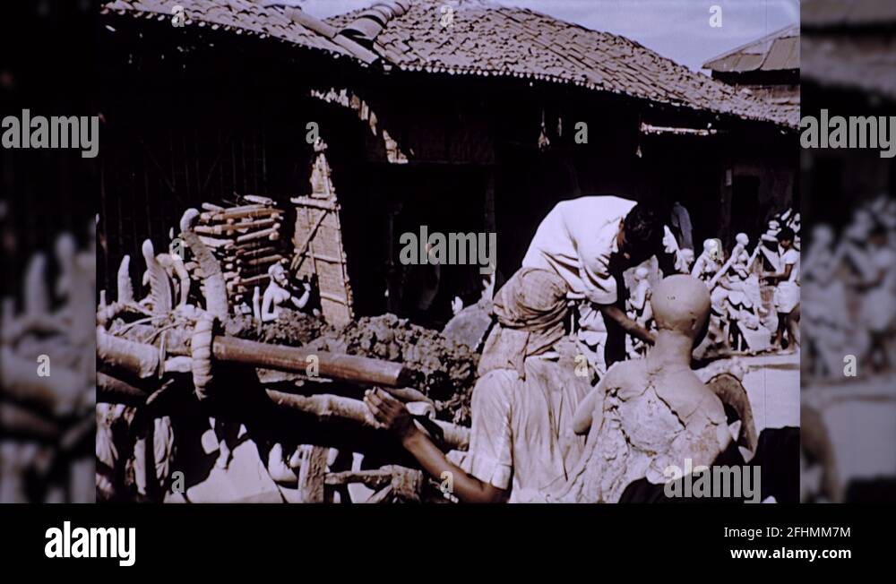 1950s Hindus Make Durga Goddess Old Calcutta Kolkata India Vintage Film ...