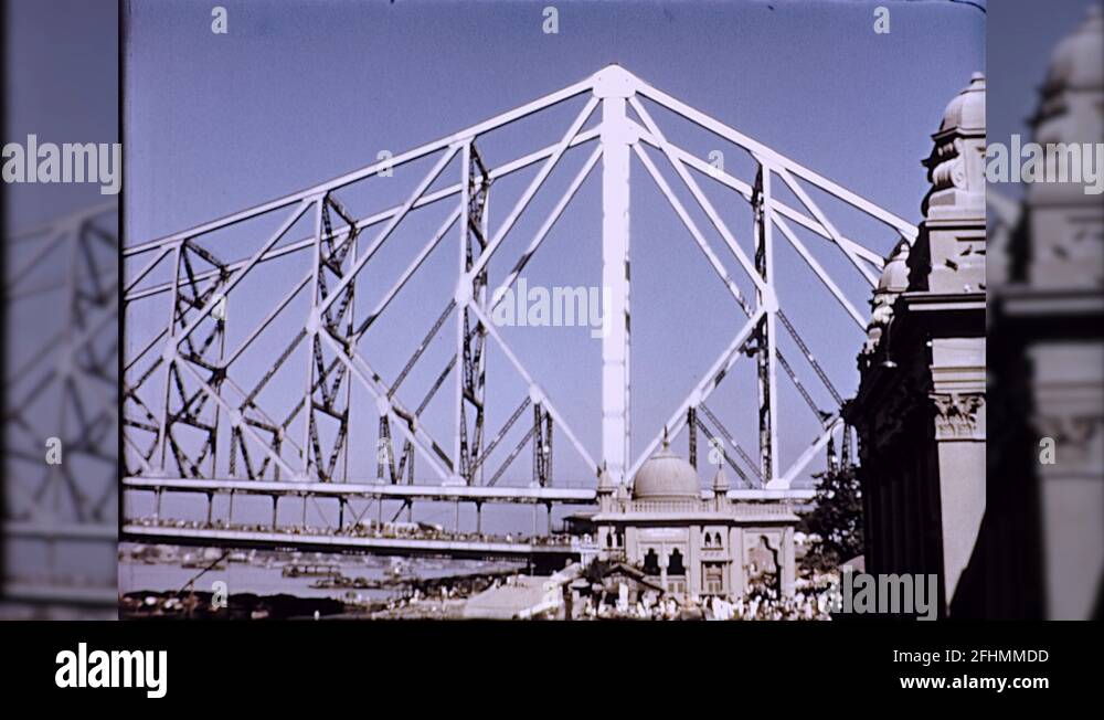 1950s Howrah Bridge Men Load Carts Calcutta Kolkata India Vintage Old ...