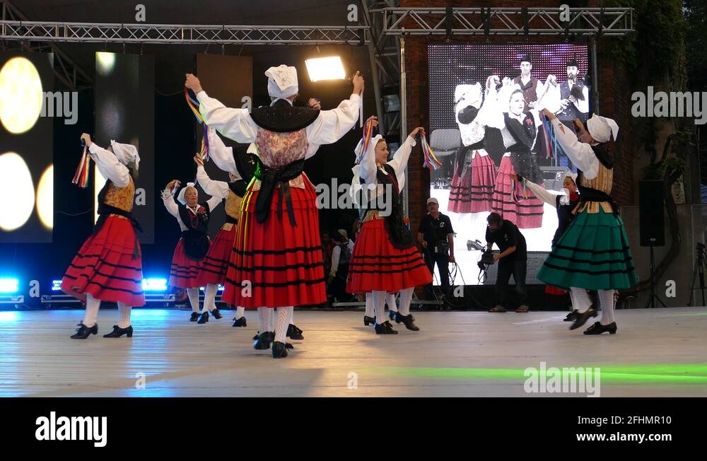 Spanish dancers in traditional costume, perform folk dance Stock Video ...