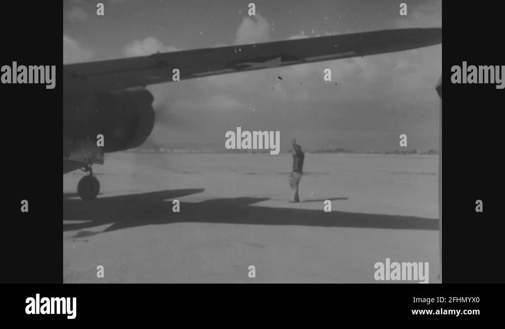 Military aircraft ready to take off from airfield - 1944 Stock Video ...