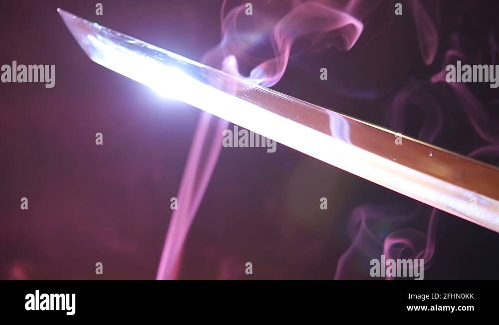 Japanese katana sword. Blade close-up Stock Video Footage - Alamy