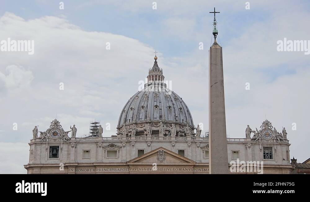 St. Peter's Basilica Dome and Obelisk at the St. Peter's square in Rome ...
