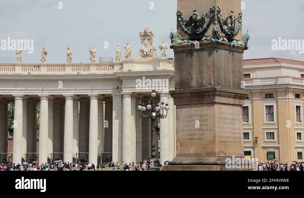 The monolithic red granite obelisk at the center of the St. Peter's ...