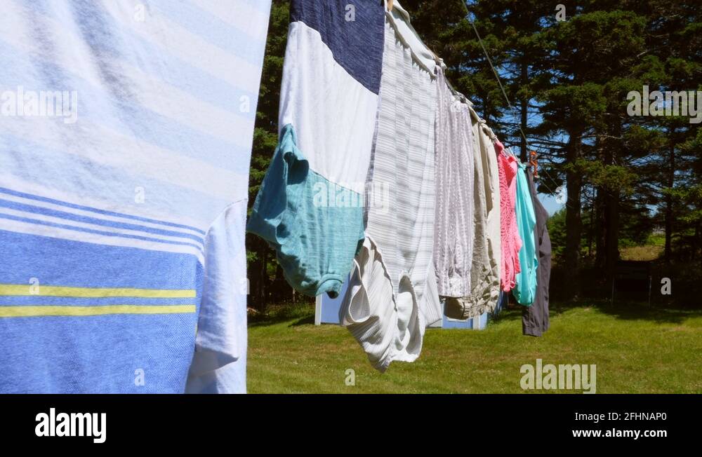 Clothes hanging on clothesline fresh air Stock Videos & Footage - HD ...