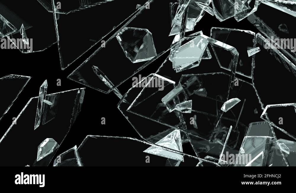 Glass shattered and broken in slow motion. Alpha matte. 3d render. 3d ...