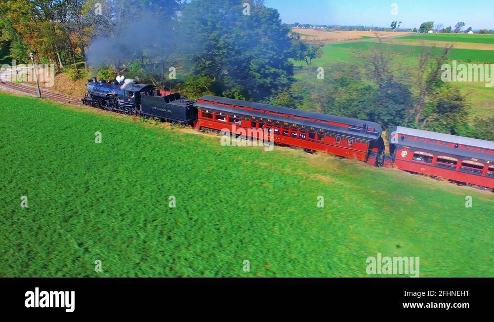 Amish Countryside and Steam Trains by Drone Stock Video Footage - Alamy