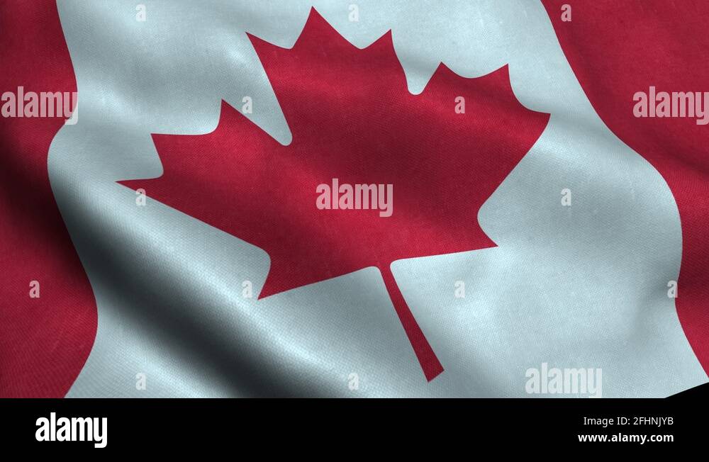 Photorealistic 4k Close up of canada flag slow waving with visible ...