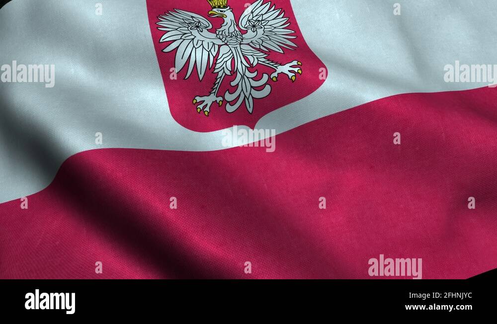 Photorealistic 4k Close up of poland flag slow waving with visible ...