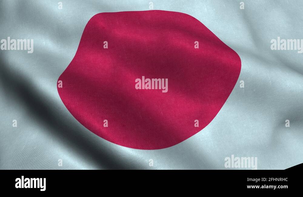 Photorealistic 4k Close up of japan flag slow waving with visible ...