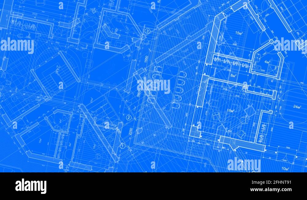 Architecture design: blueprint plan - modern house Stock Video Footage ...