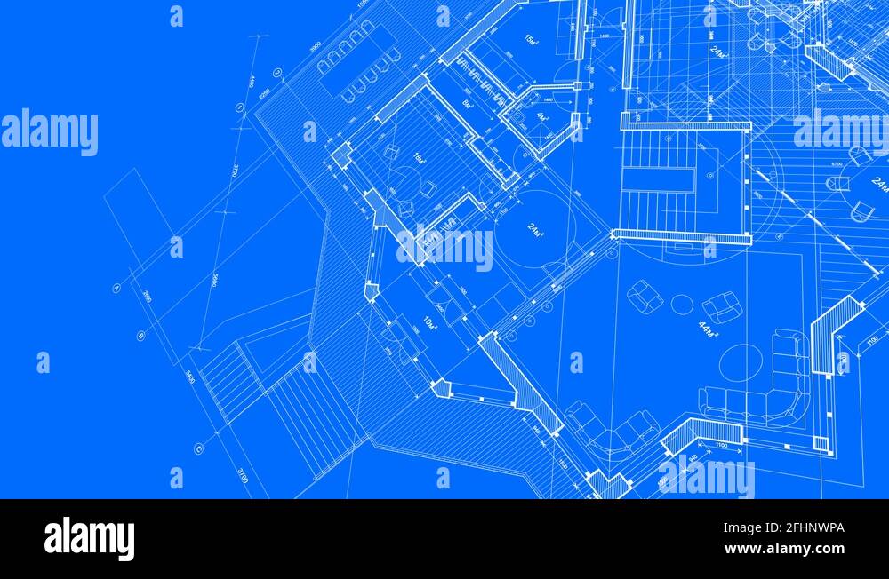 Architecture design: blueprint plan - modern house Stock Video Footage ...