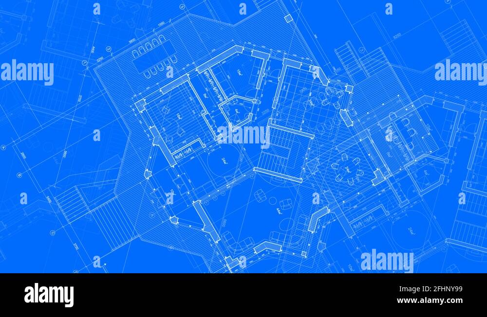 Architecture design: blueprint plan - modern house Stock Video Footage ...