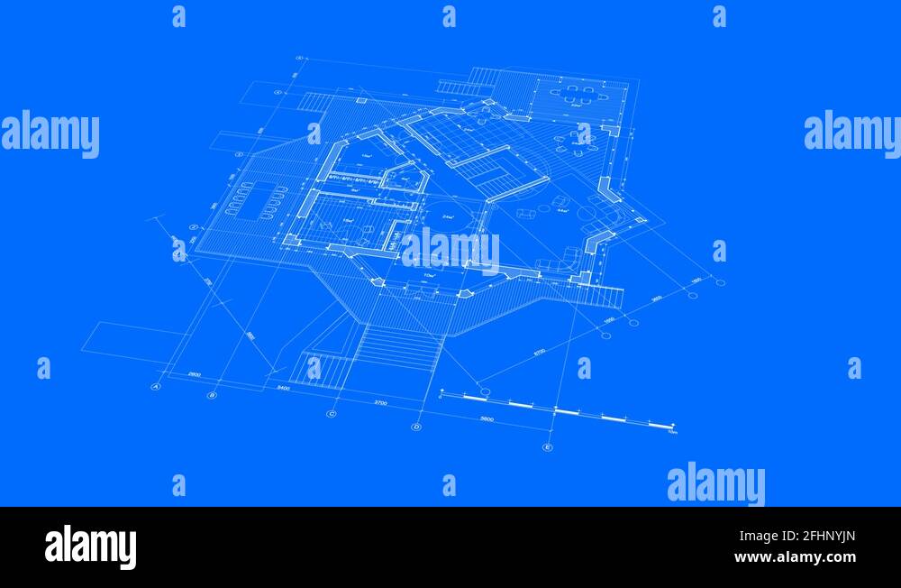 Architecture design: blueprint plan - modern house Stock Video Footage ...