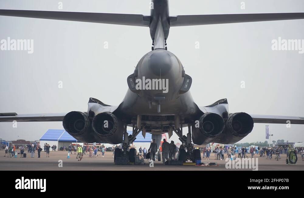 Tail view of One static Rockwell B1 Lancer Bomber of The US Air Force ...