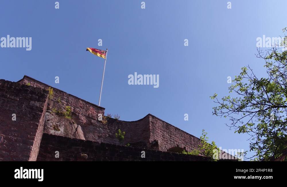 Flag waving above castle walls in Germany 4k Stock Video Footage - Alamy
