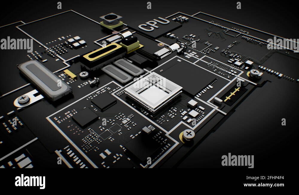 Hologram typo 'Artificial Intelligence' on CPU chip circuit, IoT. 4k ...