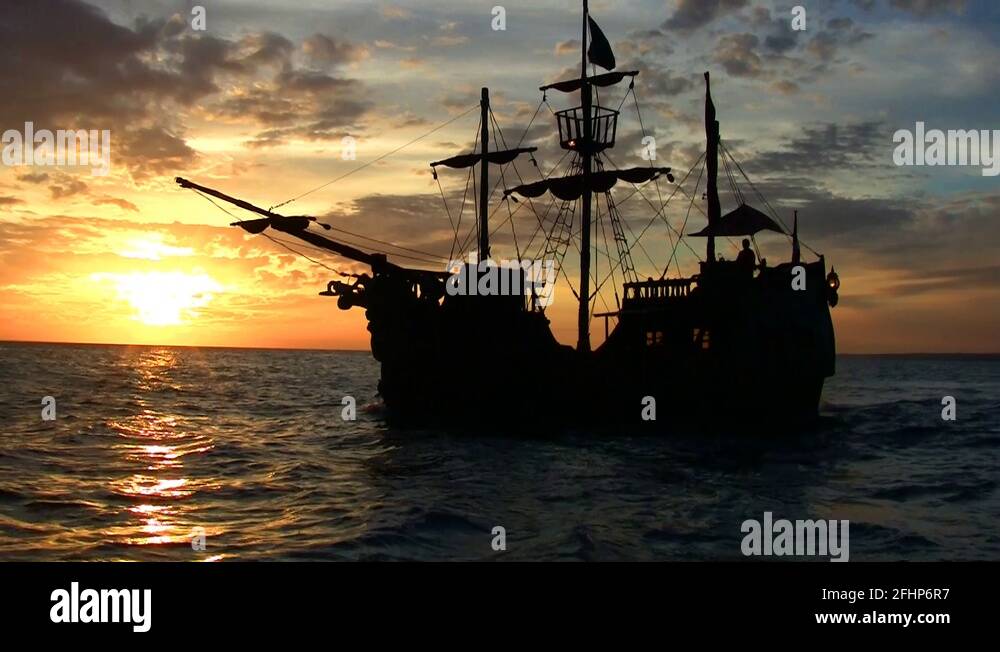 Pirate boat sailing ship pirates of the caribbean Stock Videos ...