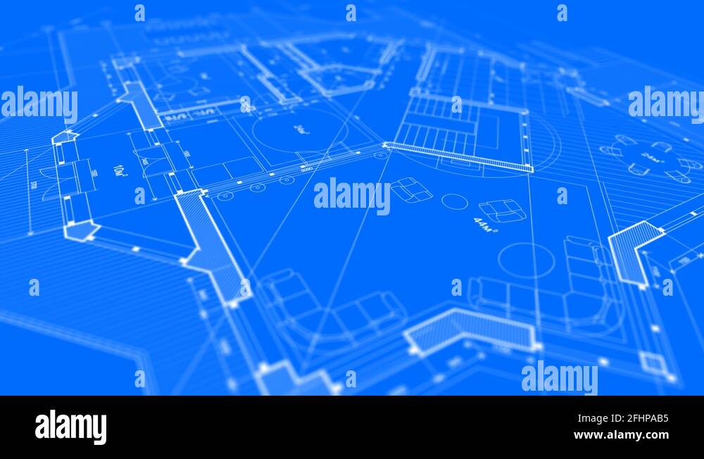 Architecture design: blueprint plan - modern house Stock Video Footage ...