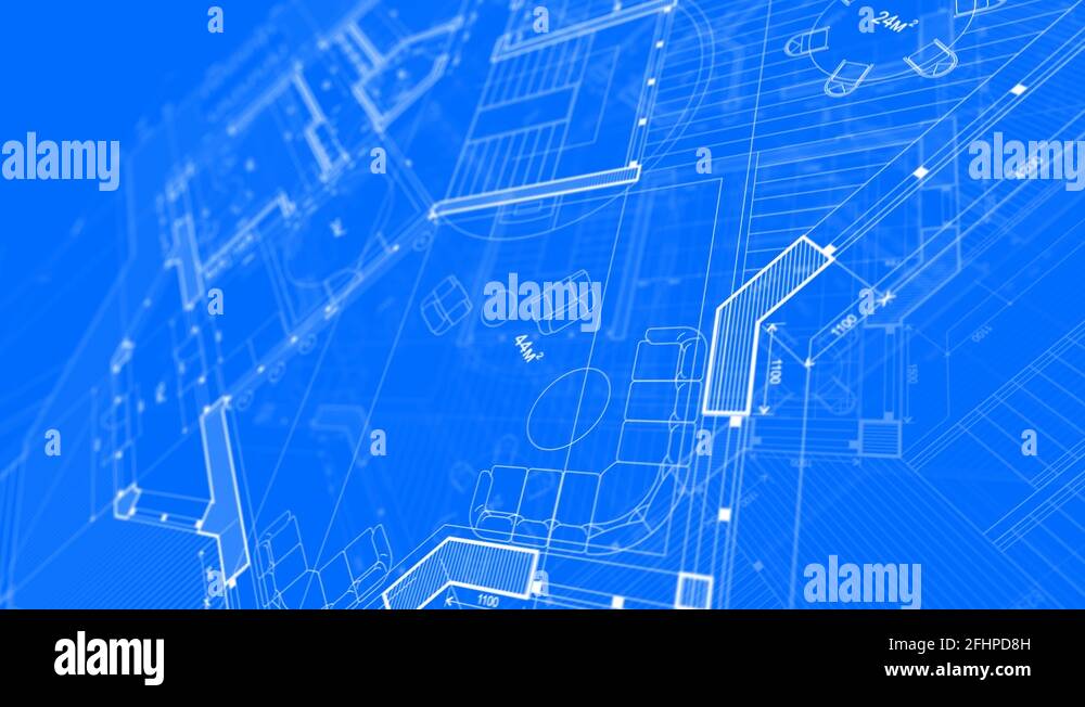Architecture design: blueprint plan - modern house Stock Video Footage ...