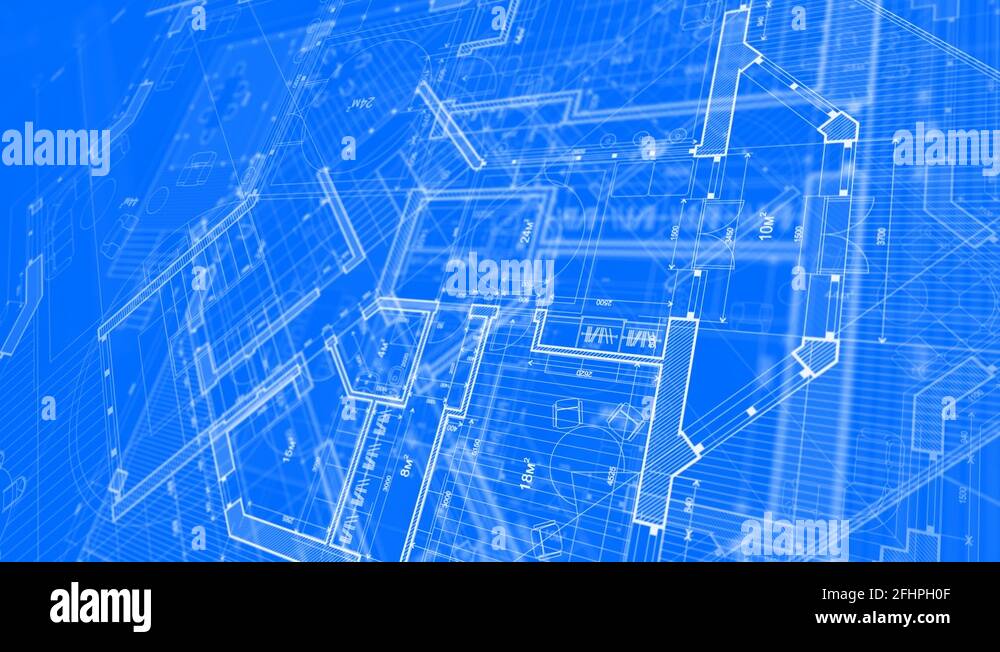 Architecture design: blueprint plan - modern house Stock Video Footage ...