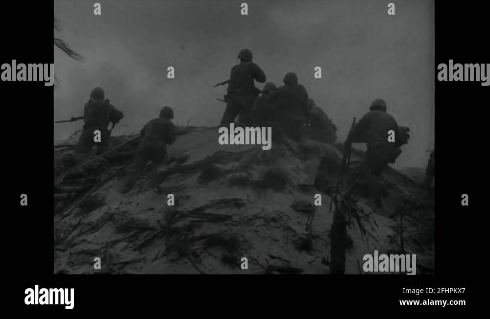 Scene of soldiers during Battle of Tarawa - 1944 Stock Video Footage ...
