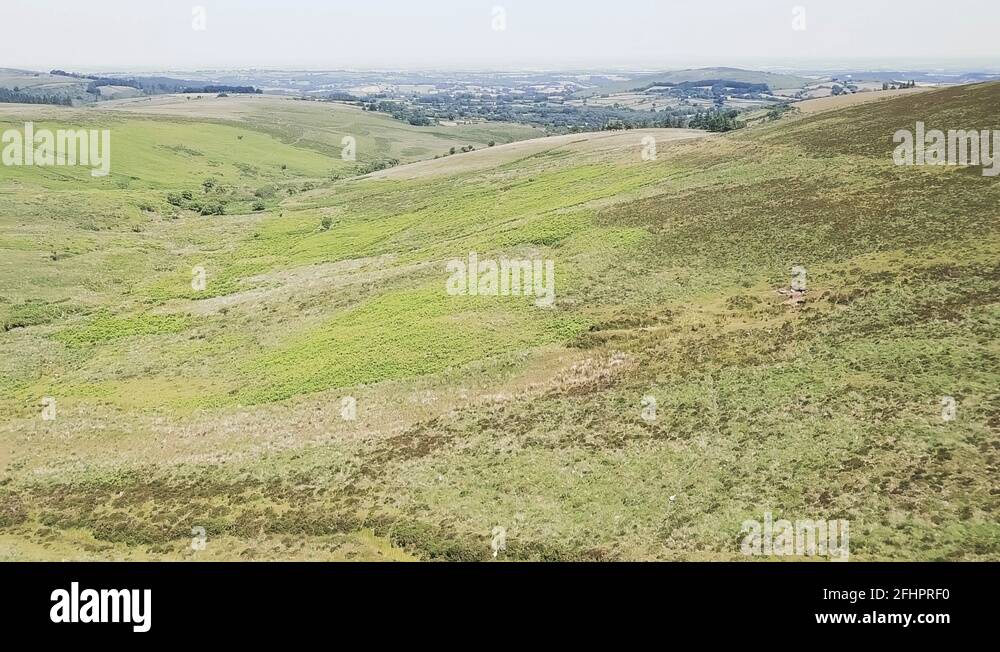 Wide aerial view of Dartmoor National Park in southwest England Stock ...