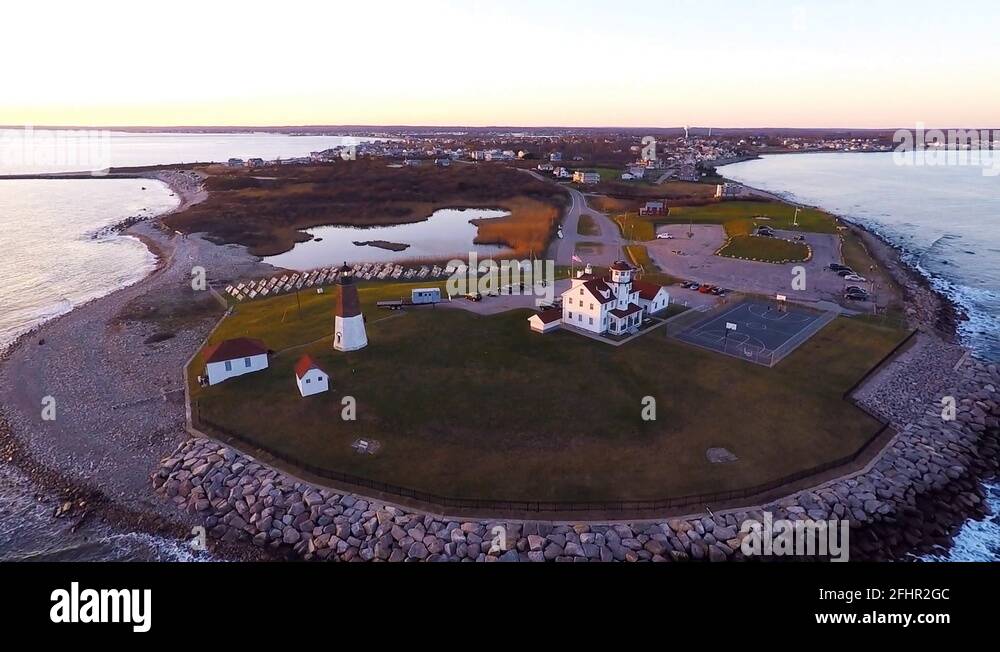 Sunset at Point Judith Lighthouse in Narragansett Stock Video Footage ...