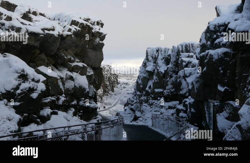 Rift valley caused by the separation of 2 tectonic plates between rocky ...