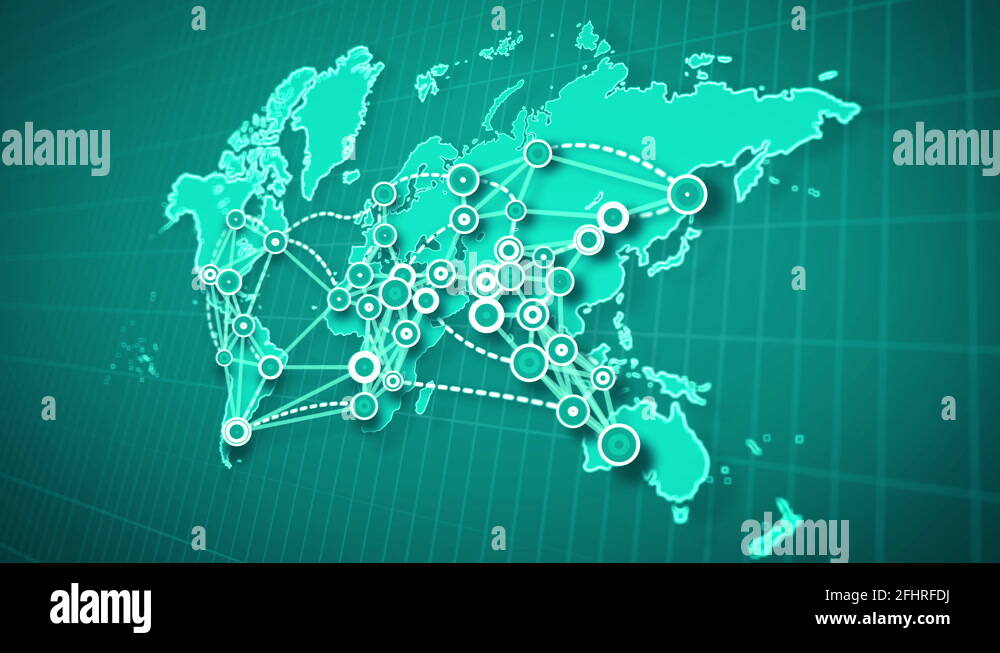 Abstract World Map Connecting Cities Stock Video Footage - Alamy