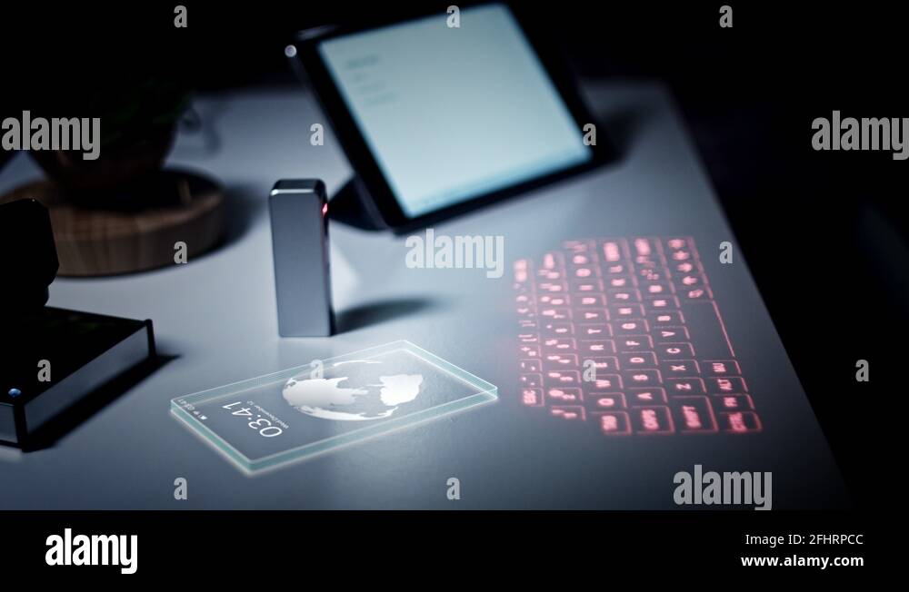 4K Virtual Laser Projection Keyboard In Office with Phone Animation ...