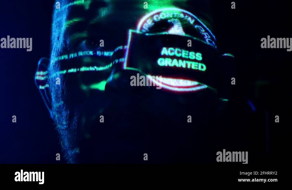 Male hacker with security screen projected onto face Stock Video ...