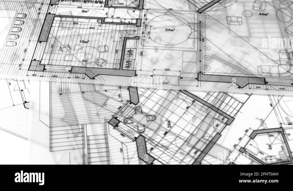 Floor plan blueprints engineering architecture Stock Videos & Footage ...