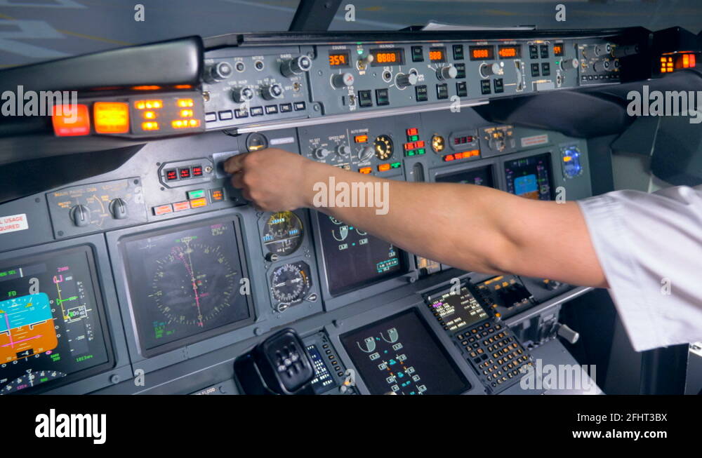 Indicators of an aircraft console are getting switched on and off by a ...