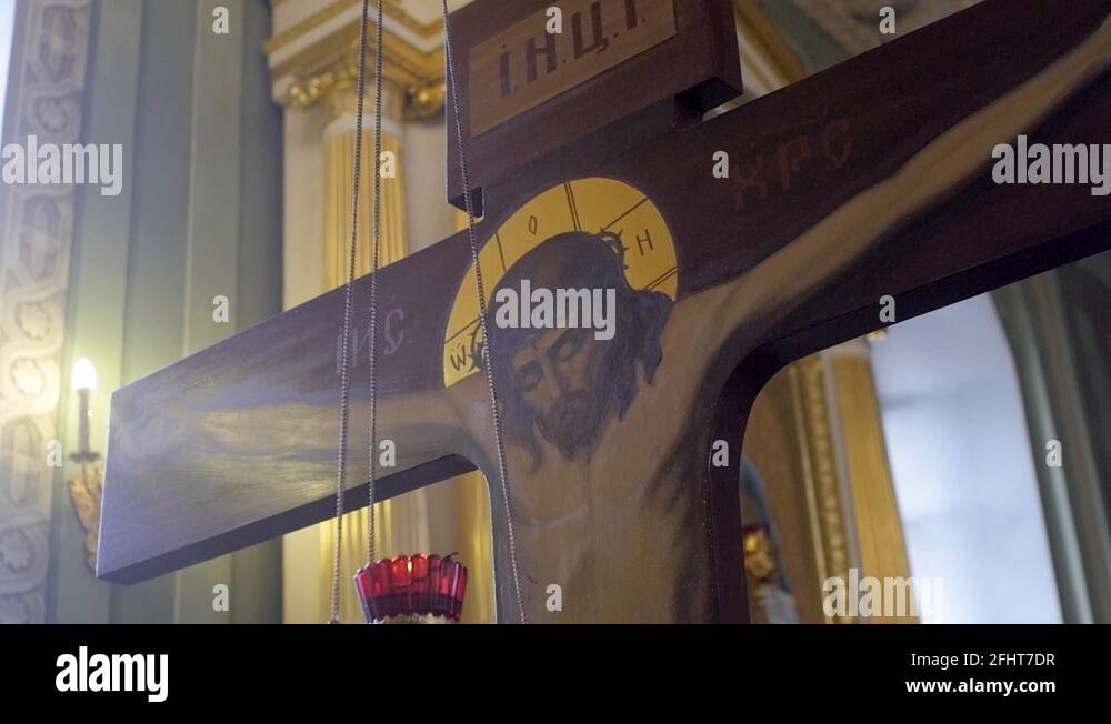 Orthodox icon of Christ crucified on the cross Stock Video Footage - Alamy