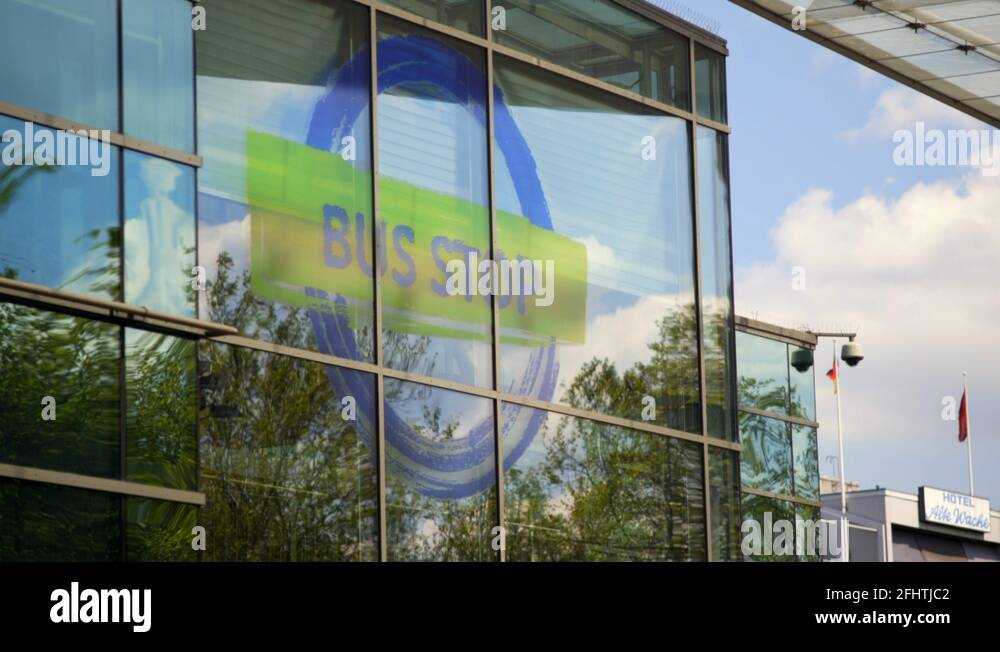 Bus stop sign, Hamburg ZOB central station, Germany Stock Video Footage ...