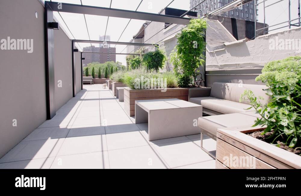 Balcony with modern lounge furniture and plants Stock Videos & Footage ...