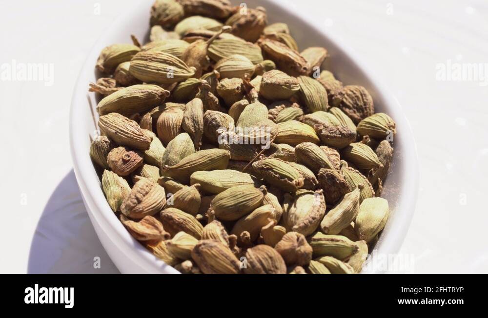 Dry spices cardamom on a rotary table. 4K. Macroshooting Stock Video ...