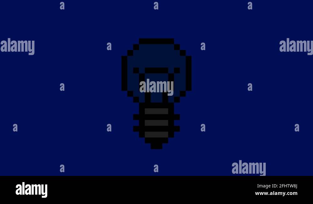Pixel Art Light Bulb Turning On and Turning Off on Dark Background ...