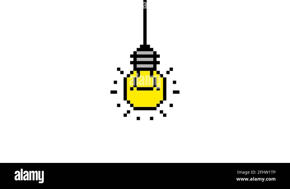 Pixel Art Light Bulb Turning On and Turning Off. Loopable Retro 4K ...
