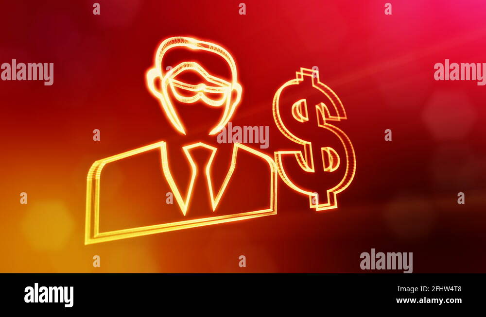 dollar sign and emblem of businessman. Finance background of luminous ...