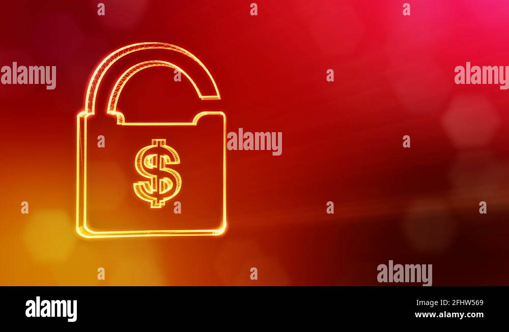 dollar sign in emblem of a lock. Finance background of luminous ...