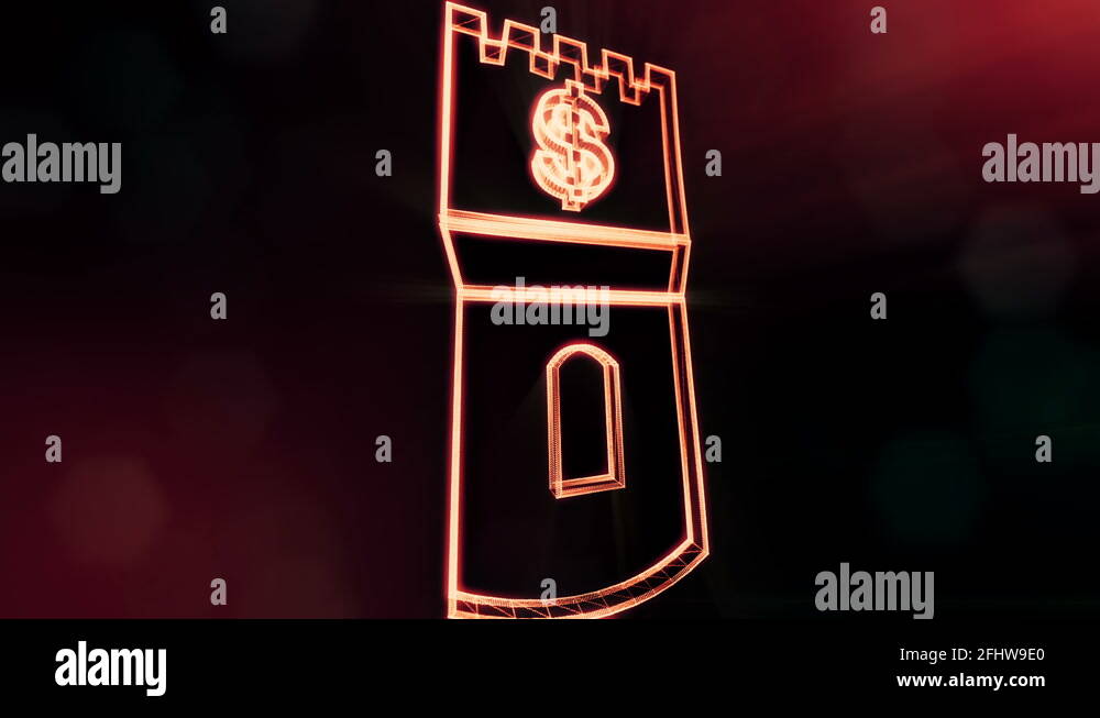 dollar sign in emblem of a tower. Finance background of luminous ...