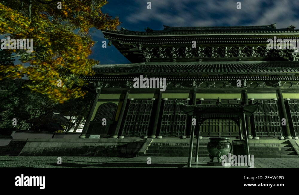 Astro Timelapse of Stars over Historic Temple in Fall in Kyoto -Pan ...