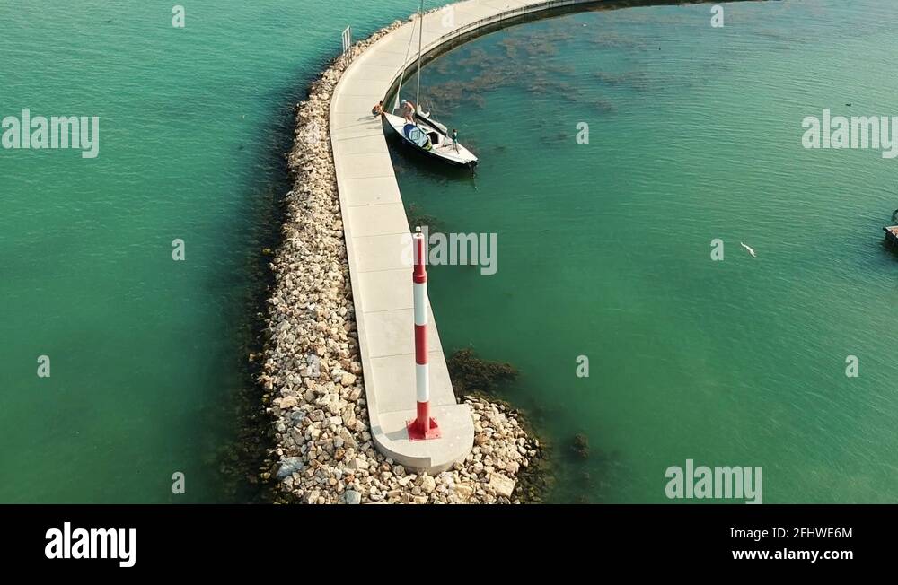 Drone footage of Balaton dockyard and its little bay, beautiful green ...