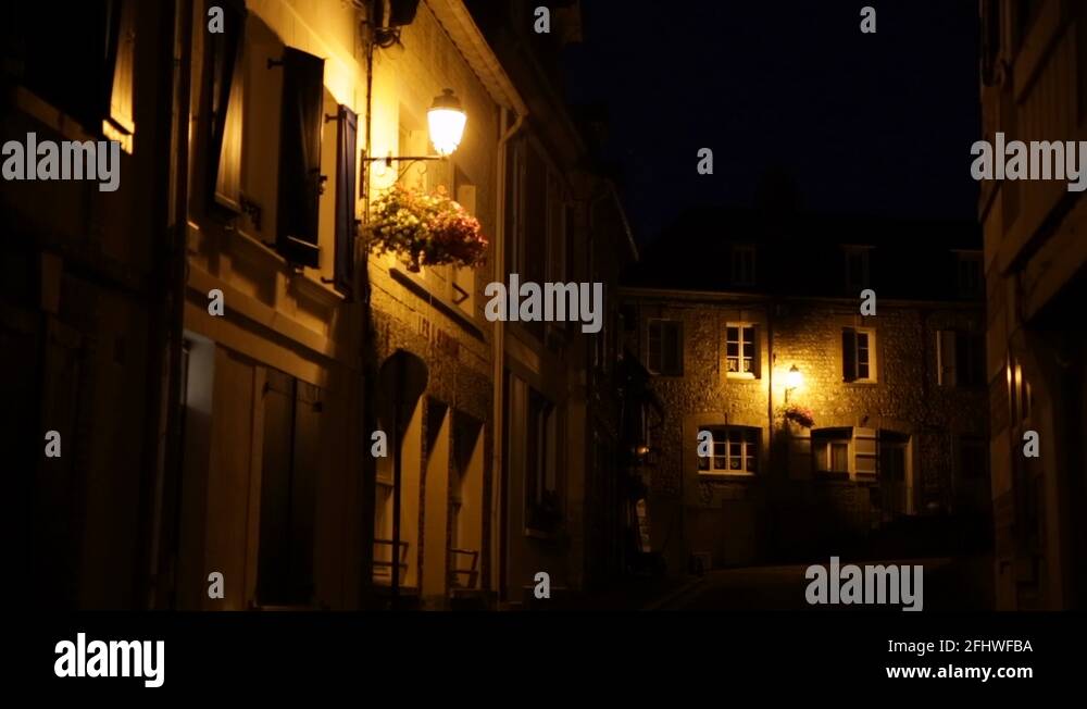 Medieval town at night in Europe - France Stock Video Footage - Alamy