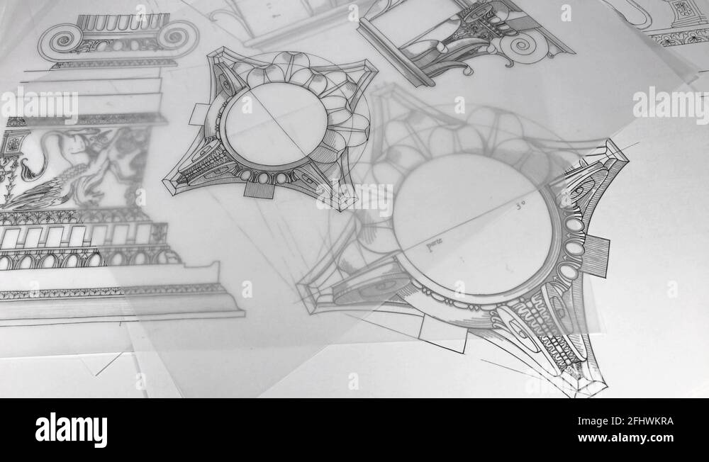 blueprints - drawings of antique architecture Stock Video Footage - Alamy