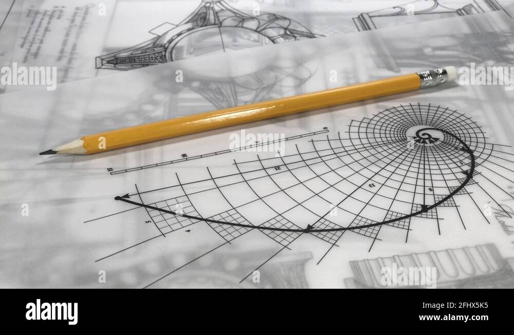 blueprints - drawing of the golden section, pencil Stock Video Footage ...