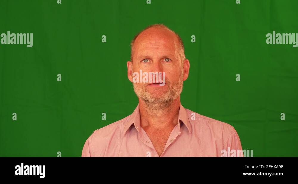 Bald man reacting disgusted, green screen, 4K medium shot Stock Video ...